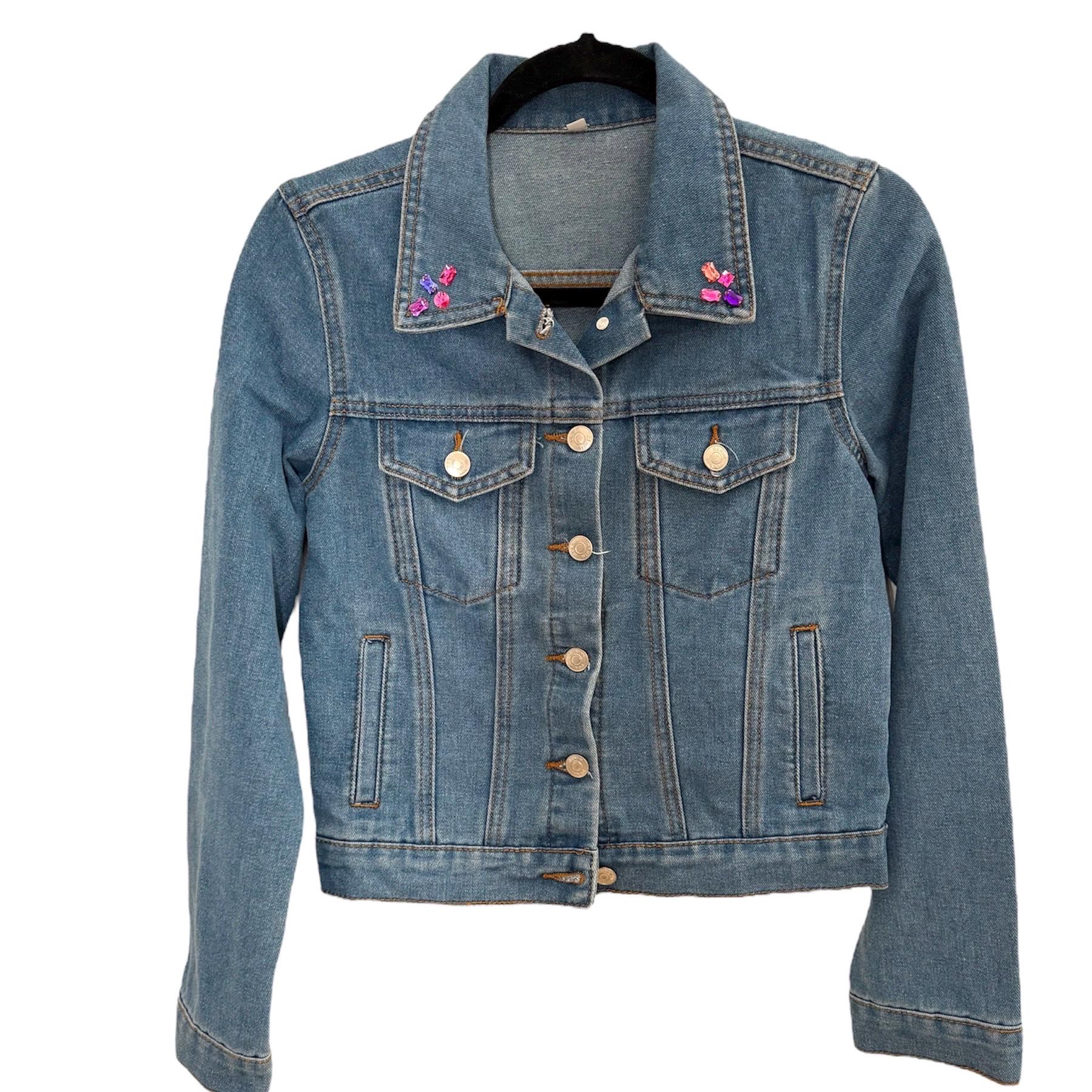 Unique and Exclusive Denim Jacket, Whith Emboidered Crystal and Sequin ...