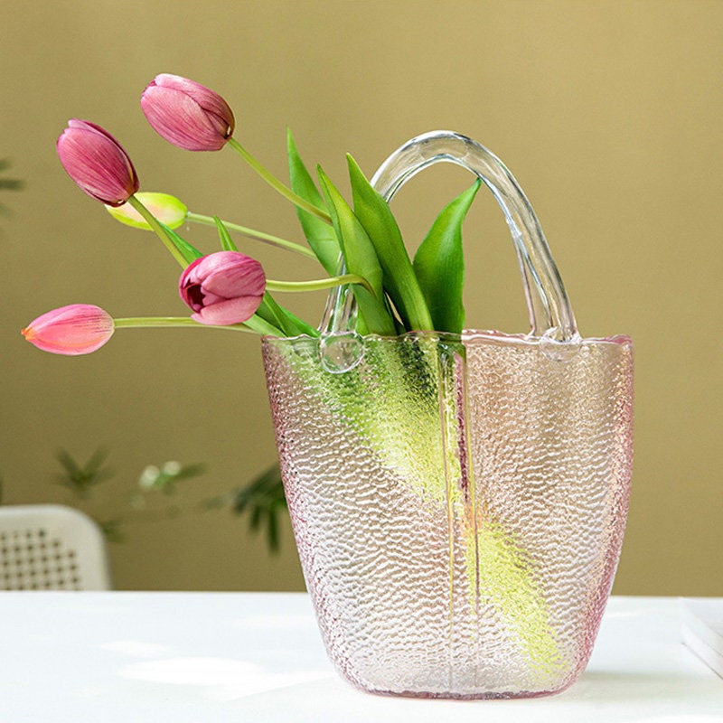 Tote Bag Glass Vase, Floral Home Decor, Creative Vase, Table Vase ...