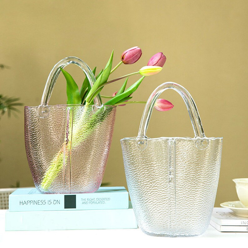 Tote Bag Glass Vase, Floral Home Decor, Creative Vase, Table Vase ...