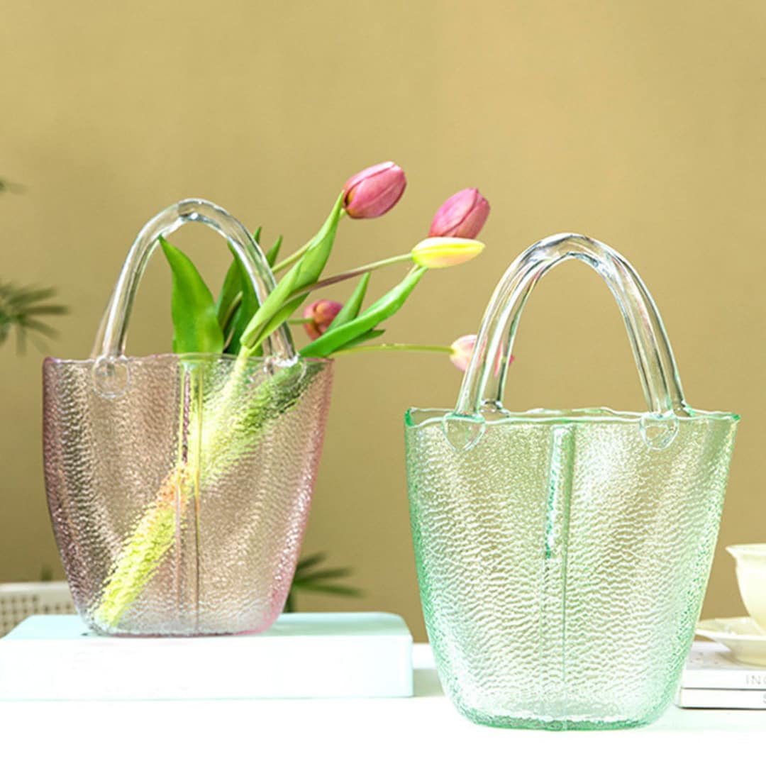 Tote Bag Glass Vase, Floral Home Decor, Creative Vase, Table Vase ...