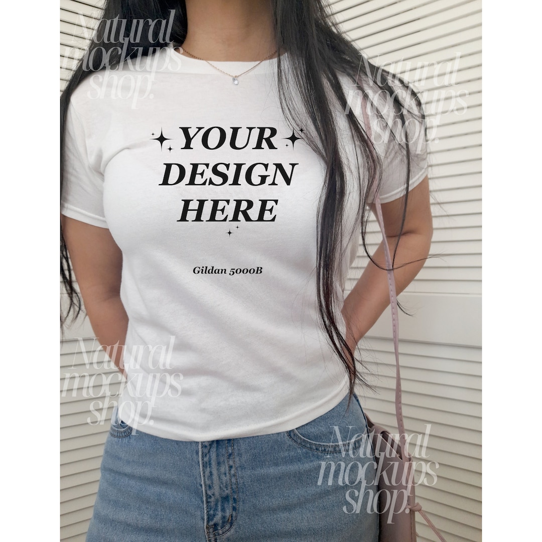 Y2K Mockup Gildan 5000B Mockup Baby Tee Cute Shirt Mockups Natural Real ...