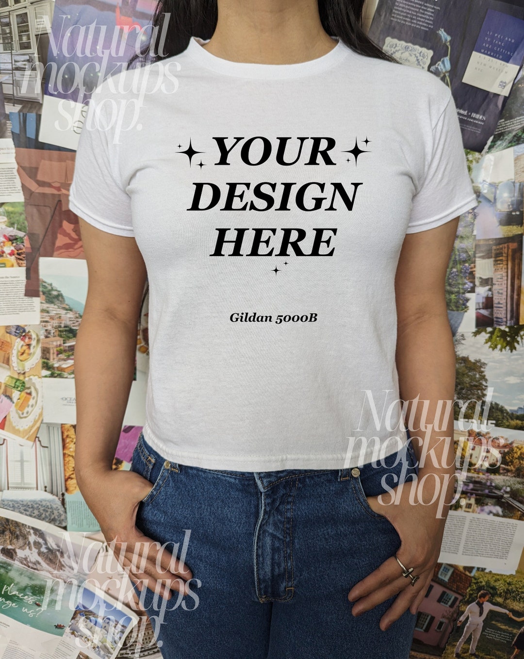 Y2k Baby Tee Gildan 5000b Mockup Aesthetic Mockups Natural Real Mockup ...