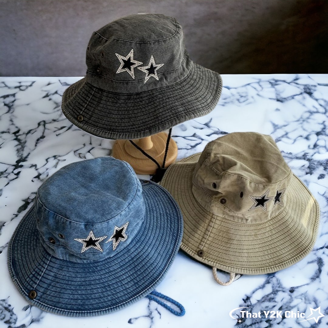 Y2k Adjustable Vintage Western Cowboy Rhinestone Star Hats Multiple ...