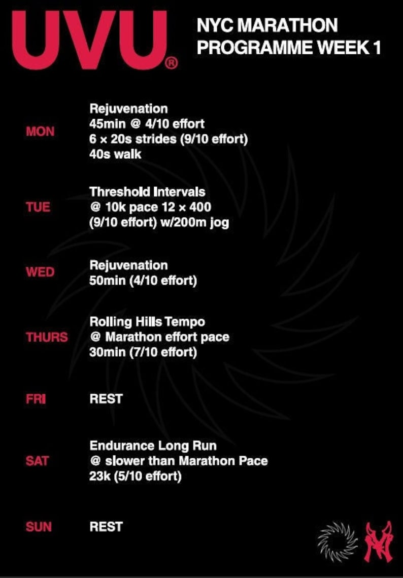 UVU NYC Marathon 12 Week Guide - Etsy