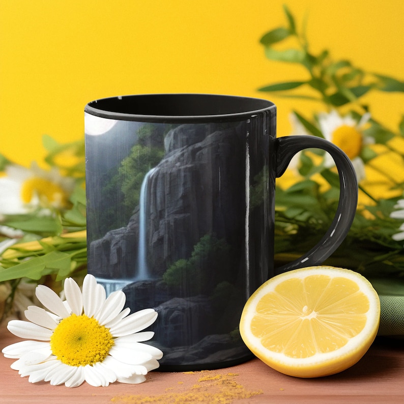 Moonlit Waterfall Scenery Heat Activated Mug, Enchanted Nature ...