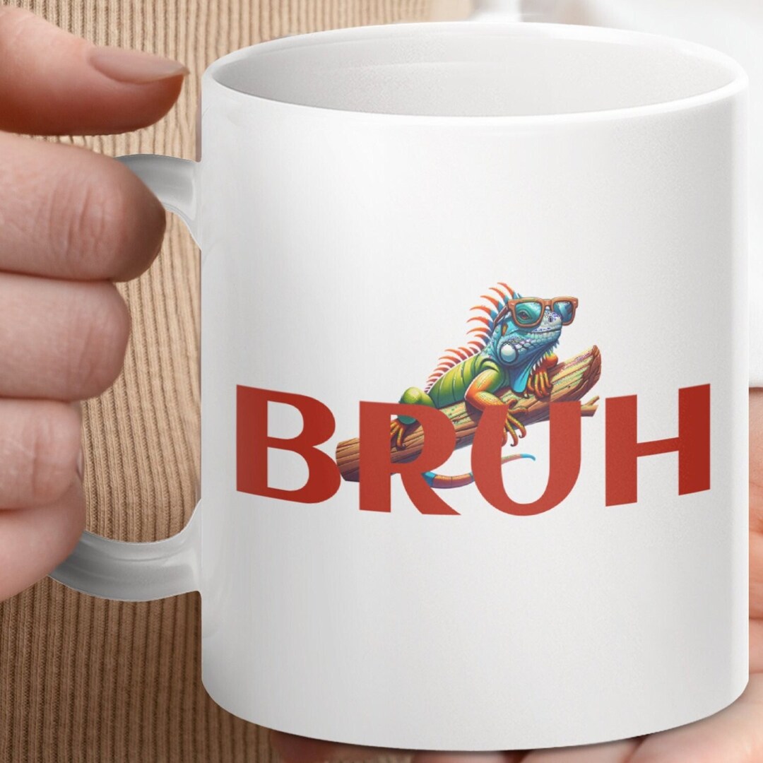 Funny Bruh Lizard Mug, Unique Gift for Friends, Quirky Coffee Cup, 11oz ...