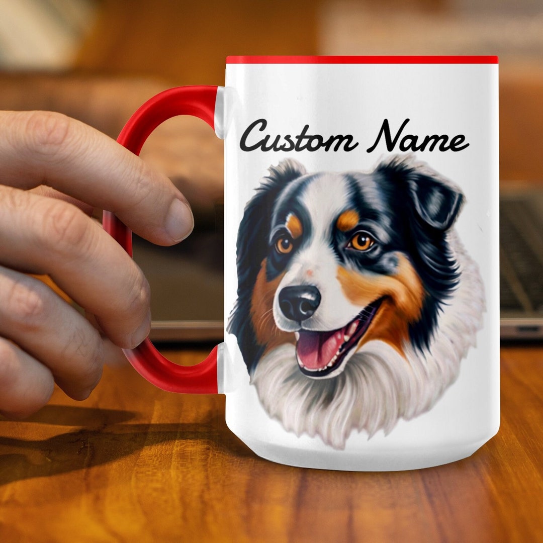 Personalized Dog Mug, Custom Name Australian Shepherd Coffee Cup, Pet ...
