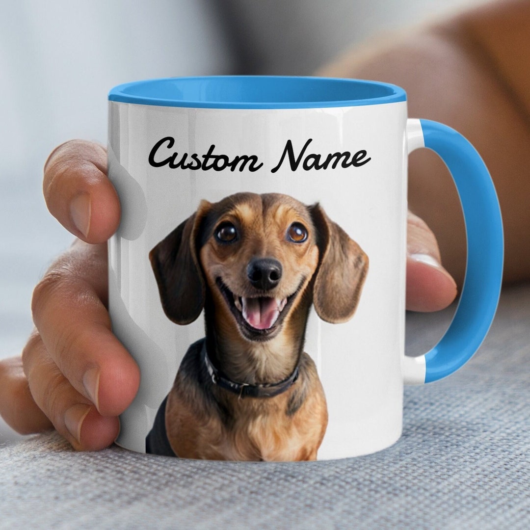 Personalized Dog Mug, Cute Dachshund Coffee Cup, Custom Name Pet Gift ...
