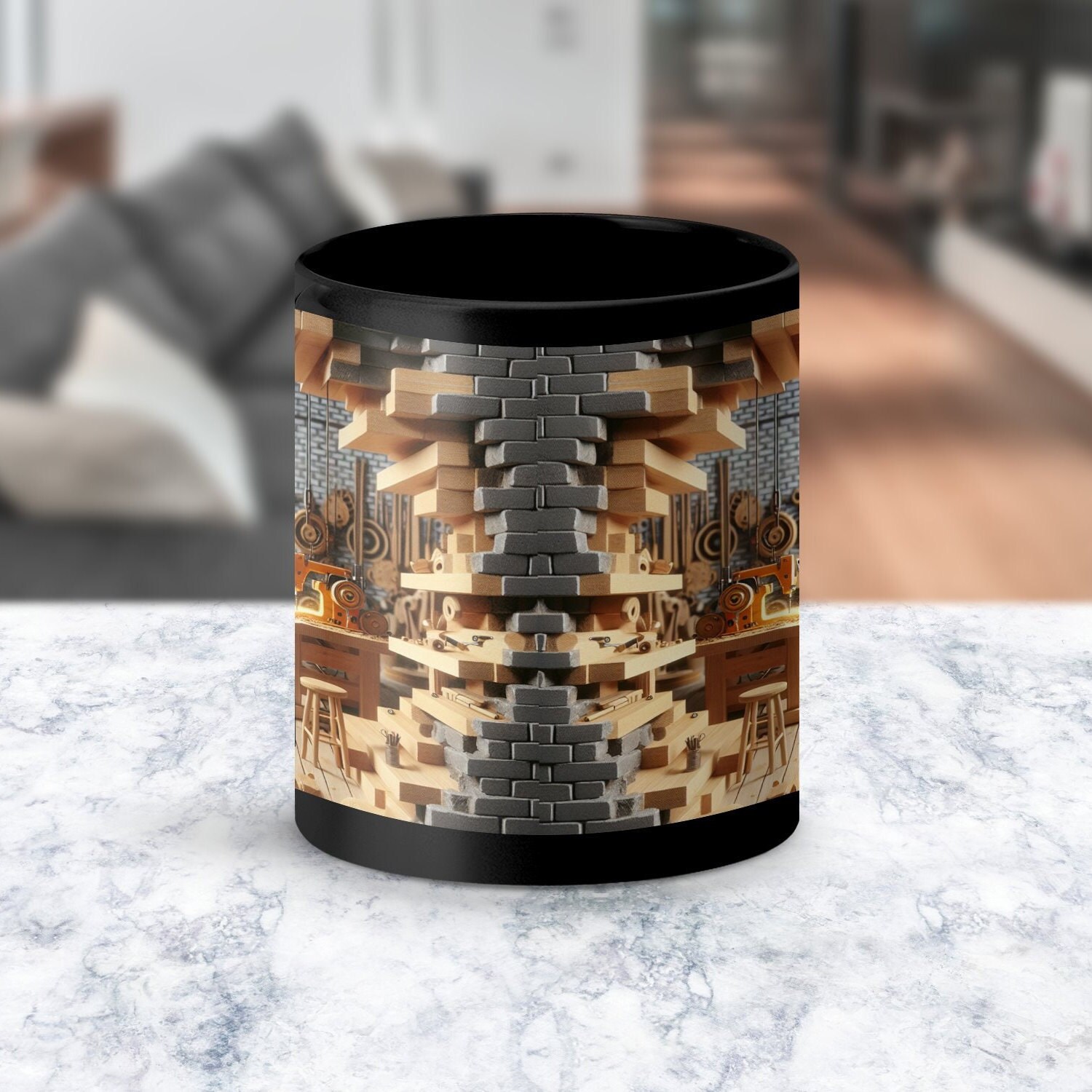 Retro Woodworking 3D Design Coffee Mug, Unique Handyman Cup Coffee ...