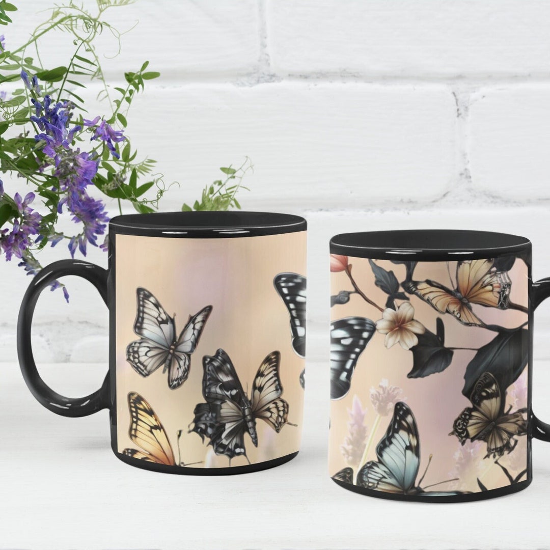 Color Changing Butterfly Mug, Elegant Nature-inspired Drinkware, Floral ...