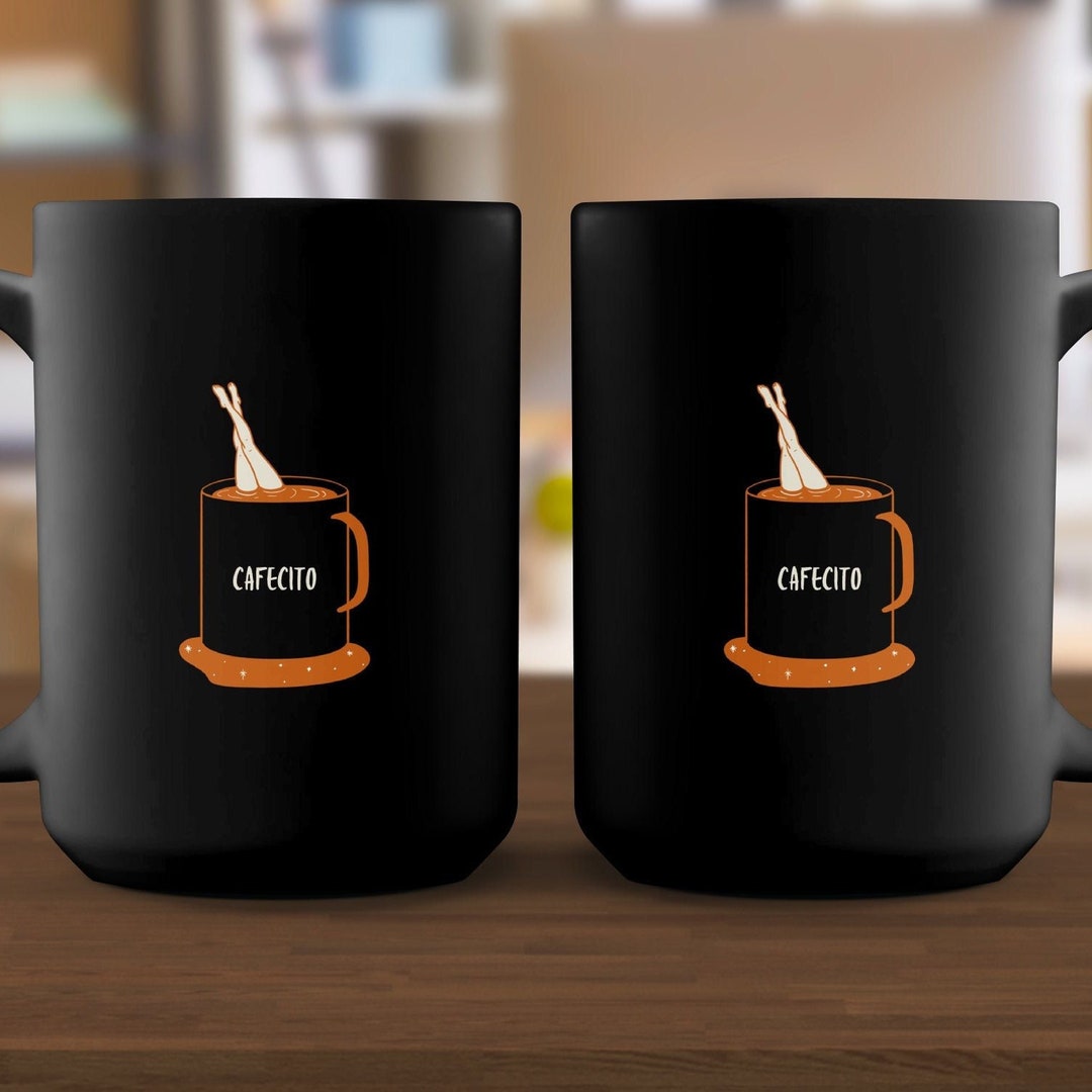 Cafecito Coffee Mug, Minimalist Orange Line Art, Chic Kitchen Decor ...