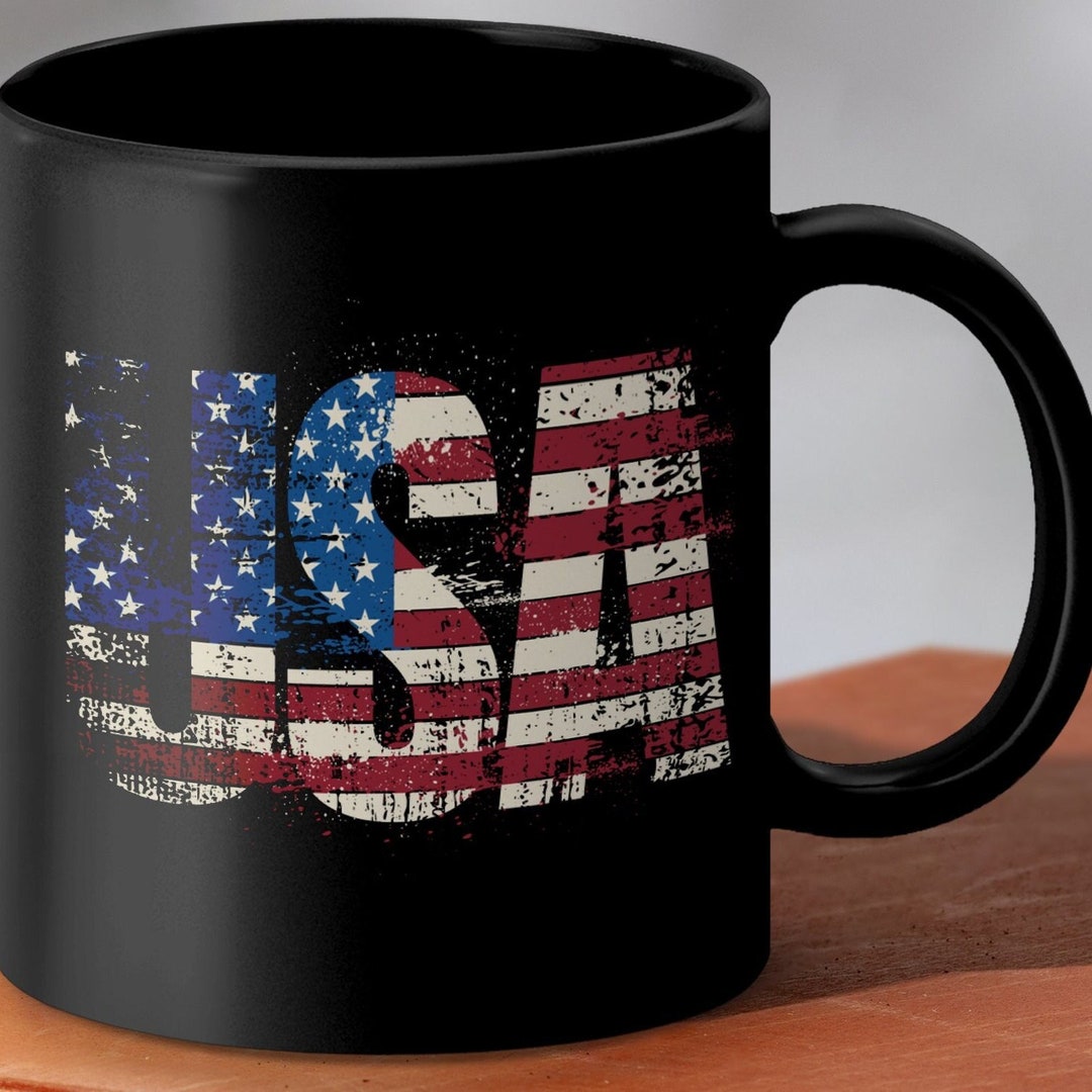 Vintage USA Flag Design Mug, American Pride Patriotic Gift ...