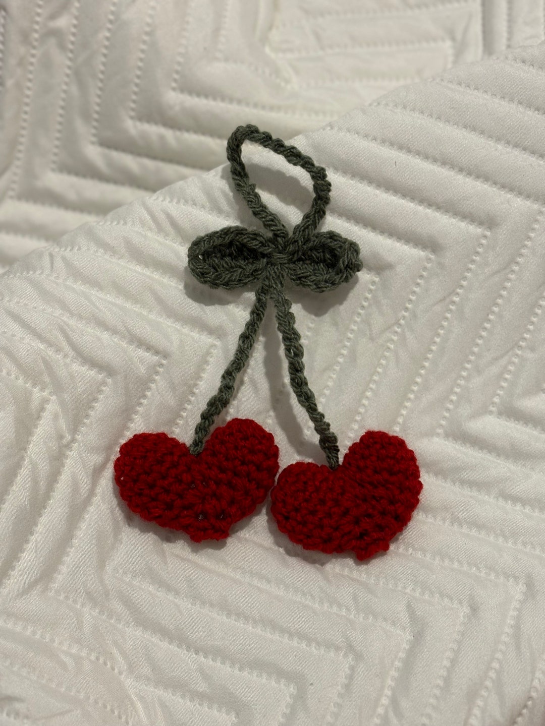 Adorable Cherry Crochet Car Dangle / Car Charm / Bag Charm & Accessory ...