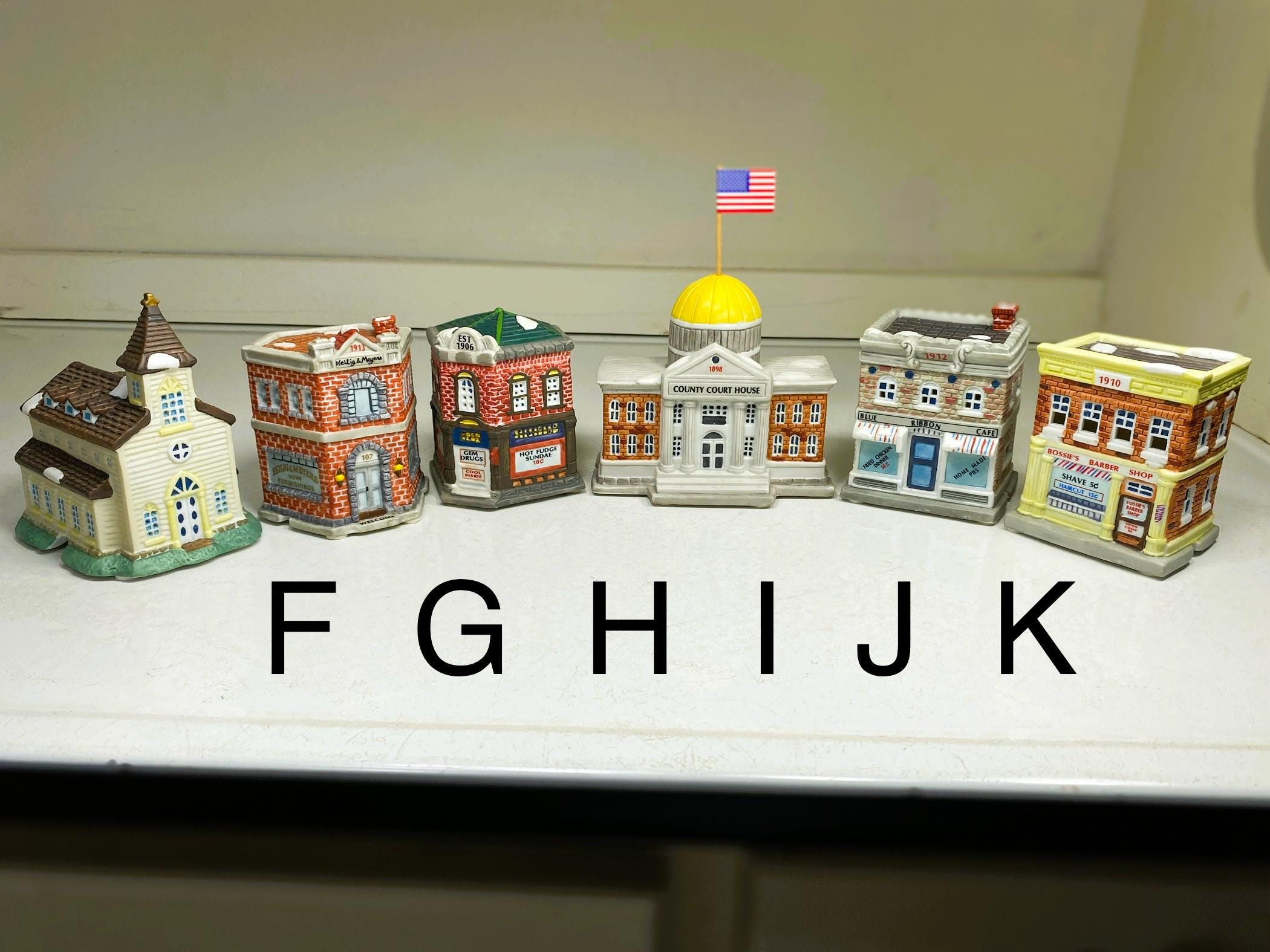 Porcelain Christmas Village Buildings, American Landmarks Collection ...