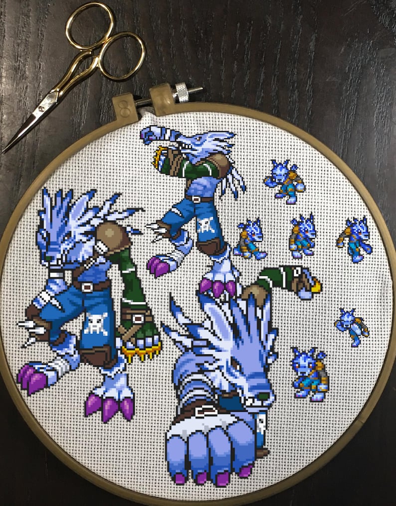 Weregarurumon Cross Stitch Patterns Digimon - Etsy