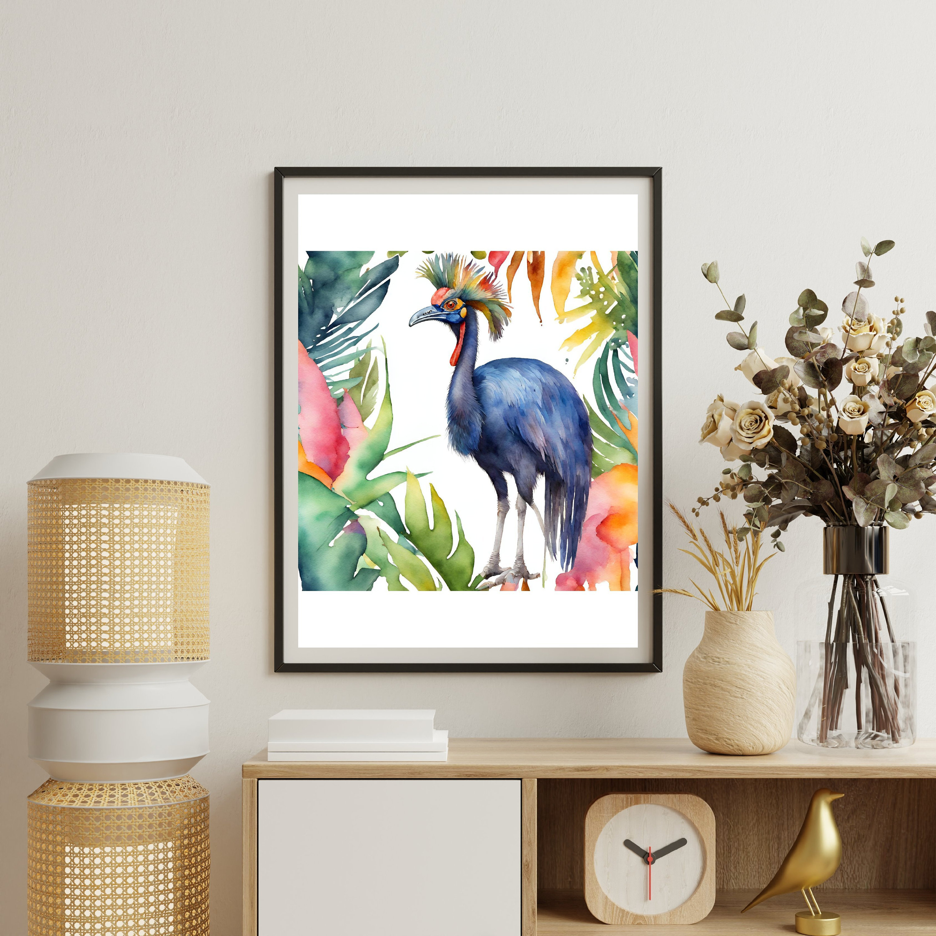 Australian Cassowary Watercolor Wall Art, Minimalist Art,multicolor ...
