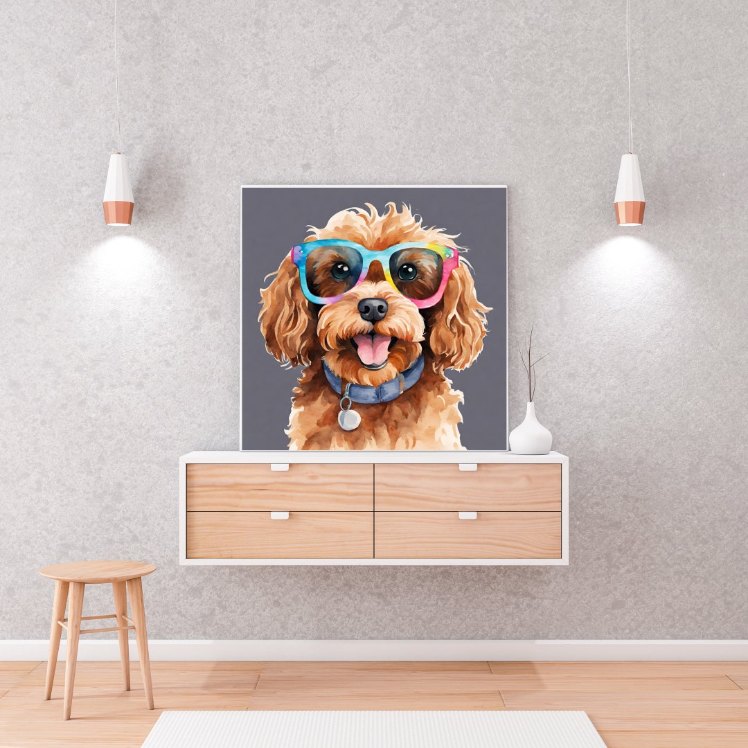 Groovy Retro Cavoodle Wall Art, Pet Portrait, Animal Lover Gift, Dog ...