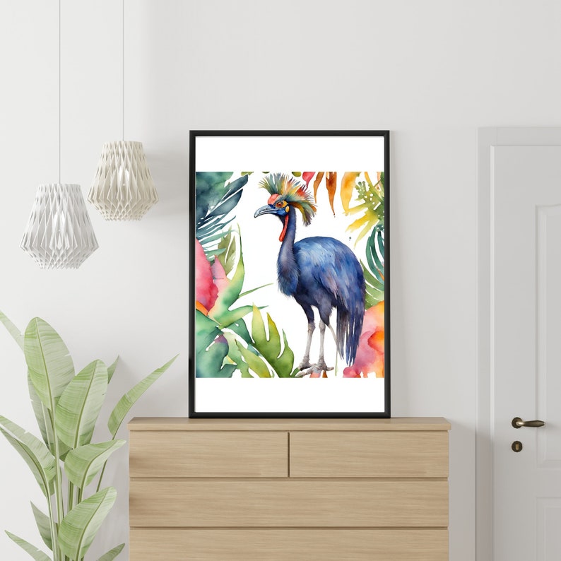 Australian Cassowary Watercolor Wall Art, Minimalist Art,multicolor ...