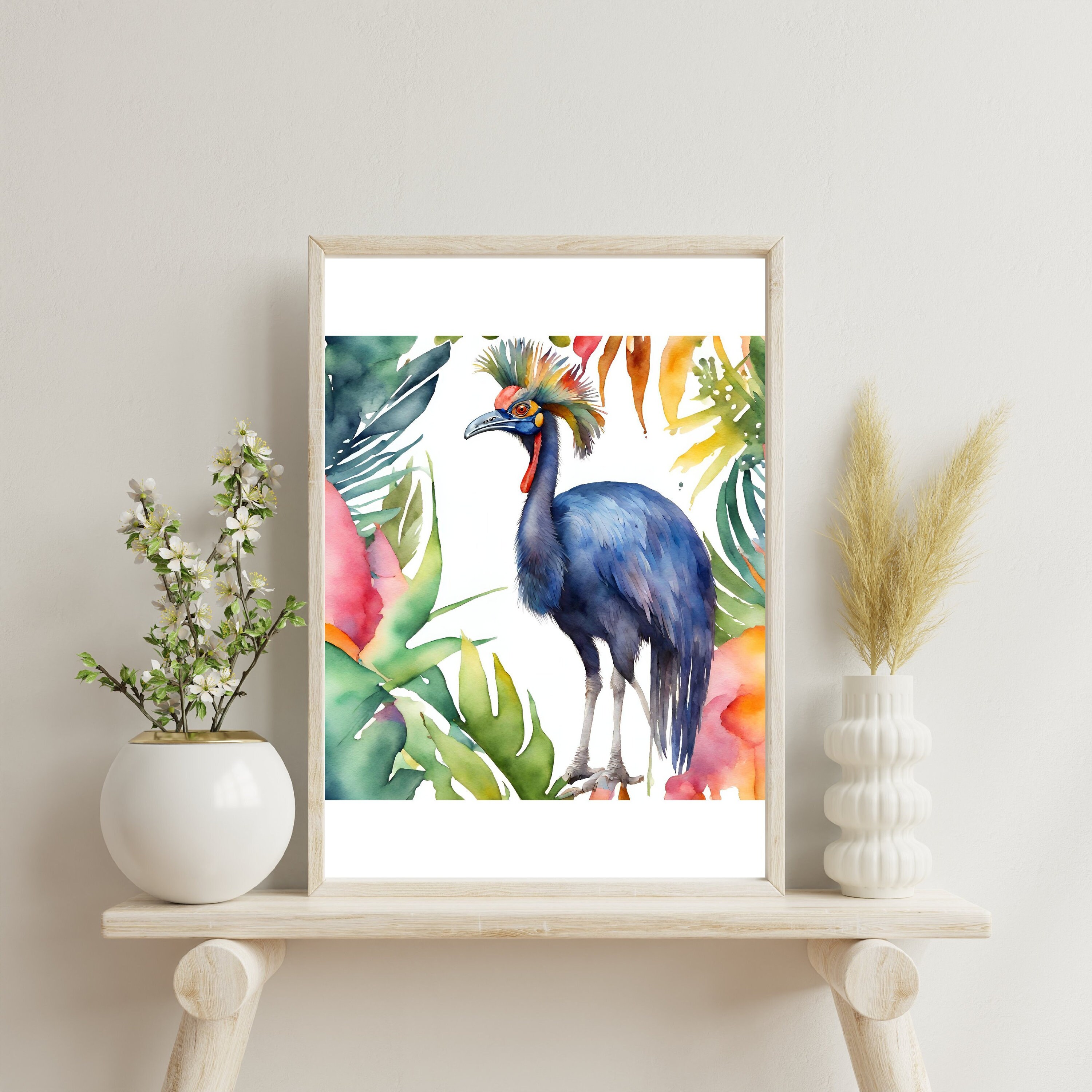 Australian Cassowary Watercolor Wall Art, Minimalist Art,multicolor ...