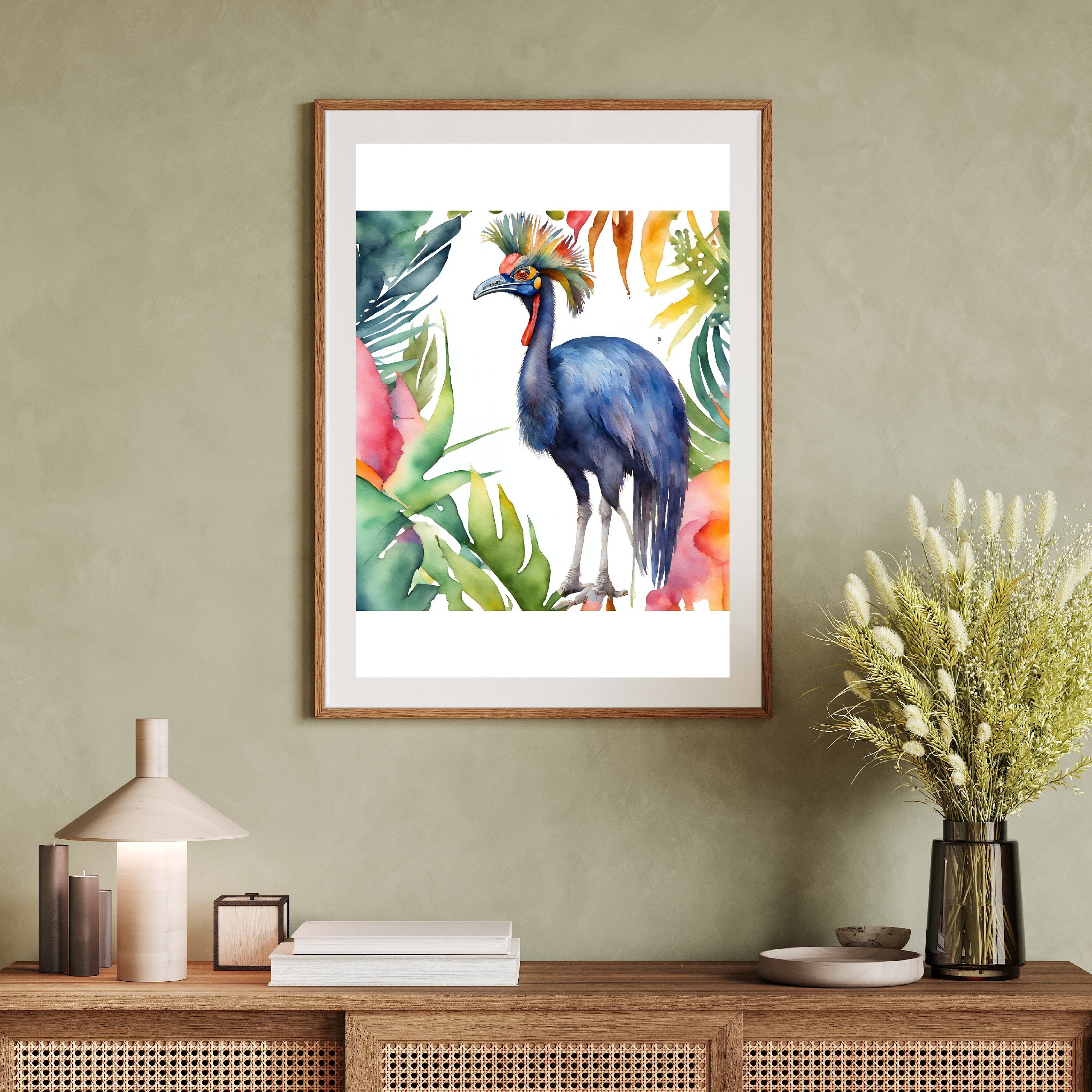 Australian Cassowary Watercolor Wall Art, Minimalist Art,multicolor ...