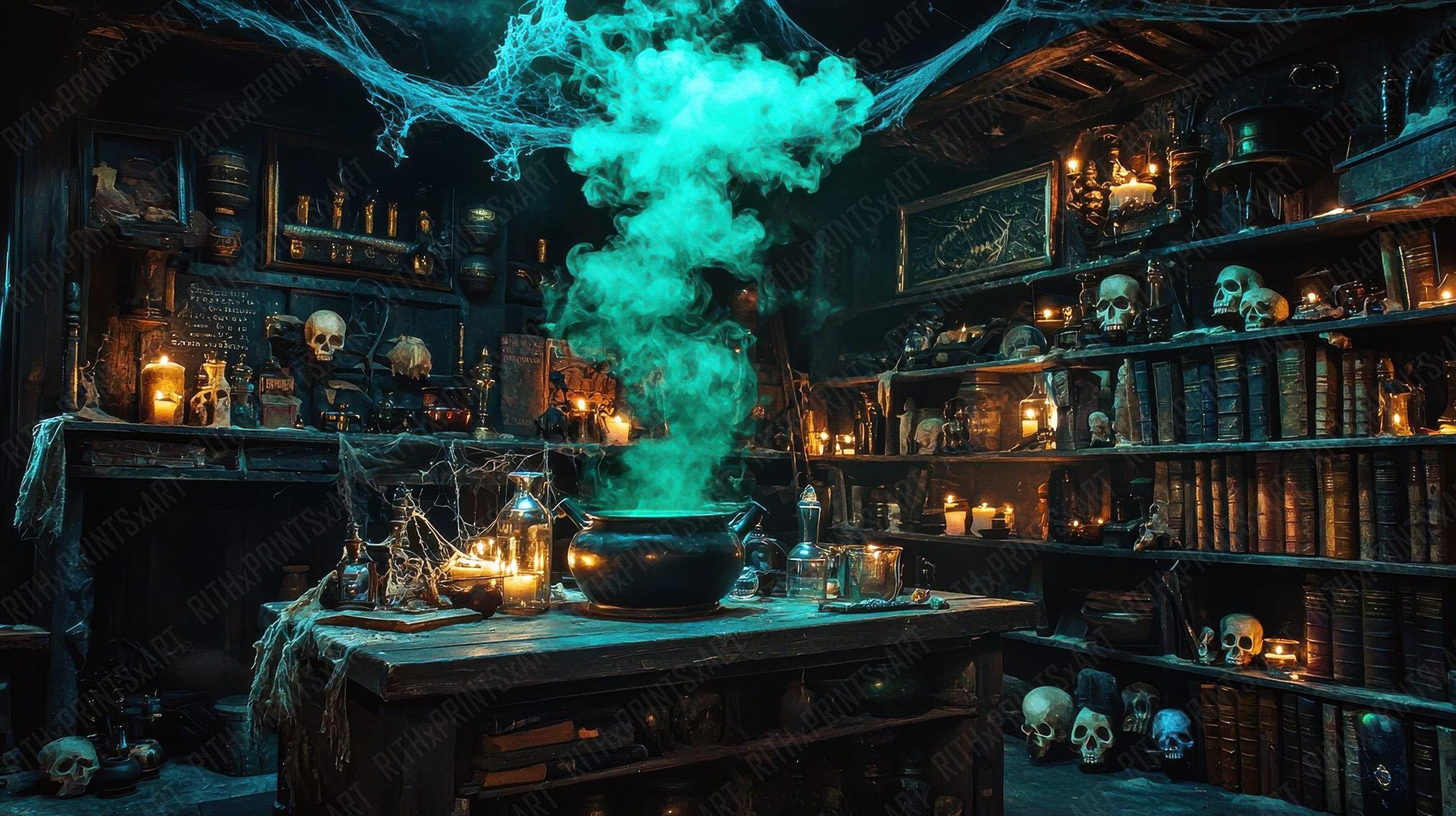 Witch Potion Room Background for Halloween Digital Decor, Spooky ...