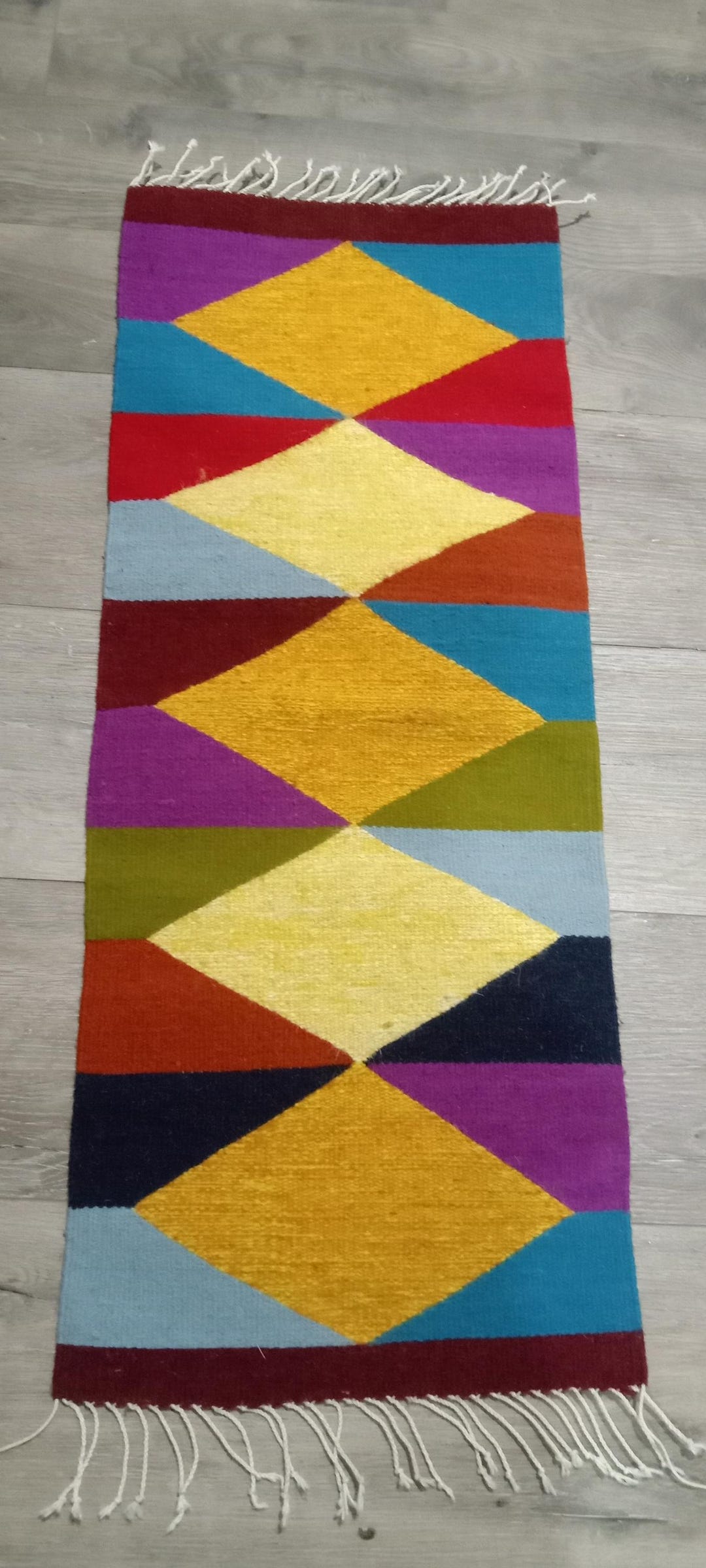 Carpeta 100% Lana De Oveja Rombo Variedad De Colores - Etsy