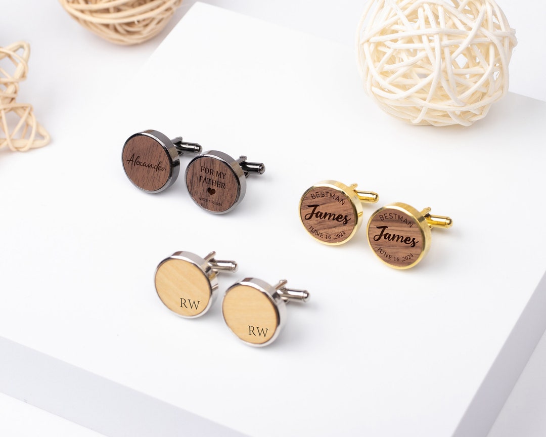 Personalized Wedding Wooden Cuff Links, Men's Shirt Cuff Links ...