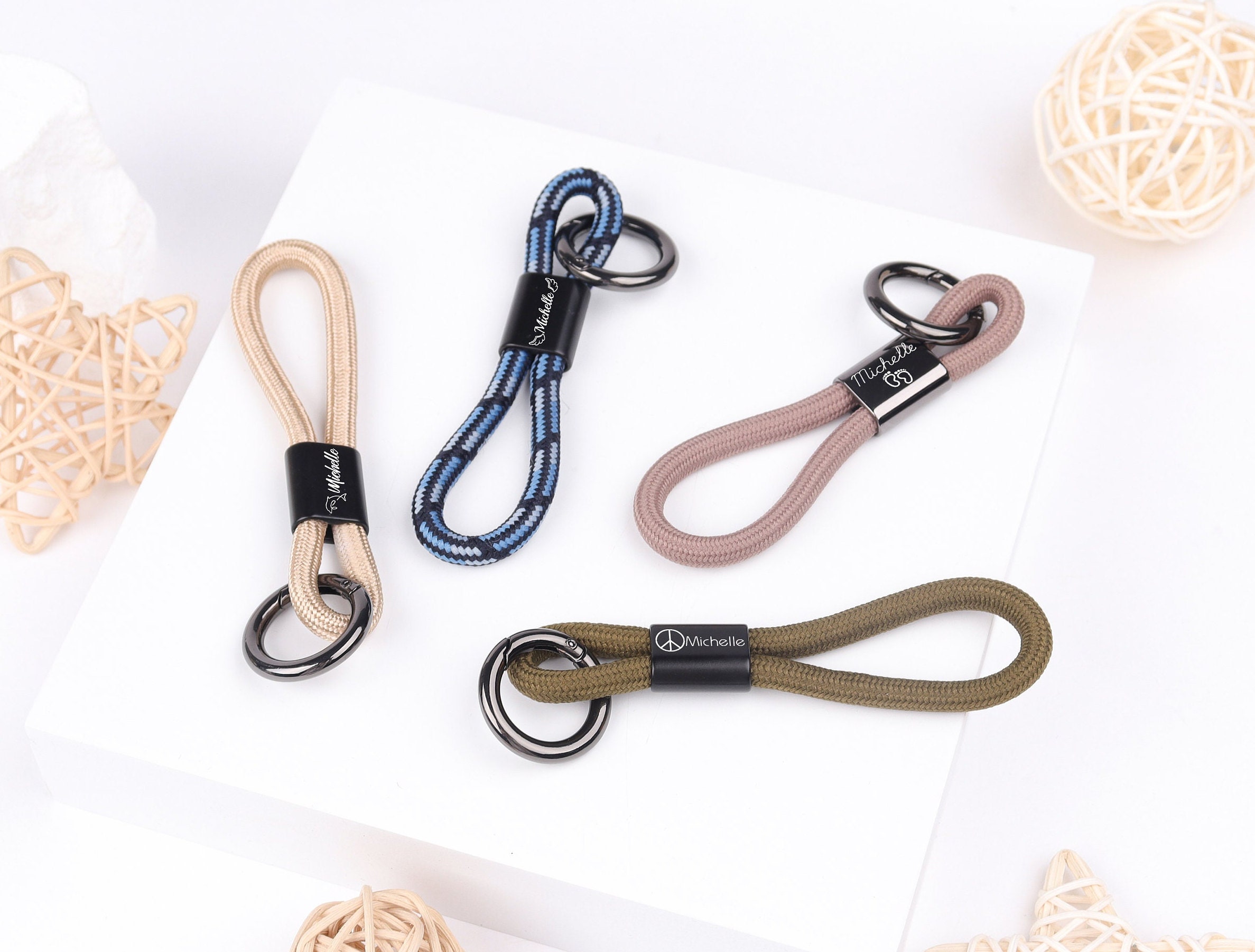 Personalized Keychain Made of Sailing Rope With Engraving,climbing Rope ...