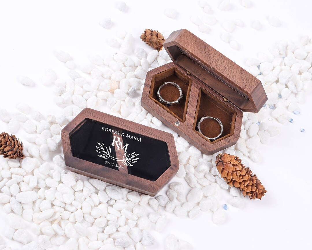 Personalized Wedding Ring Box, Couple Double Ring Box,ring Carrier Box ...