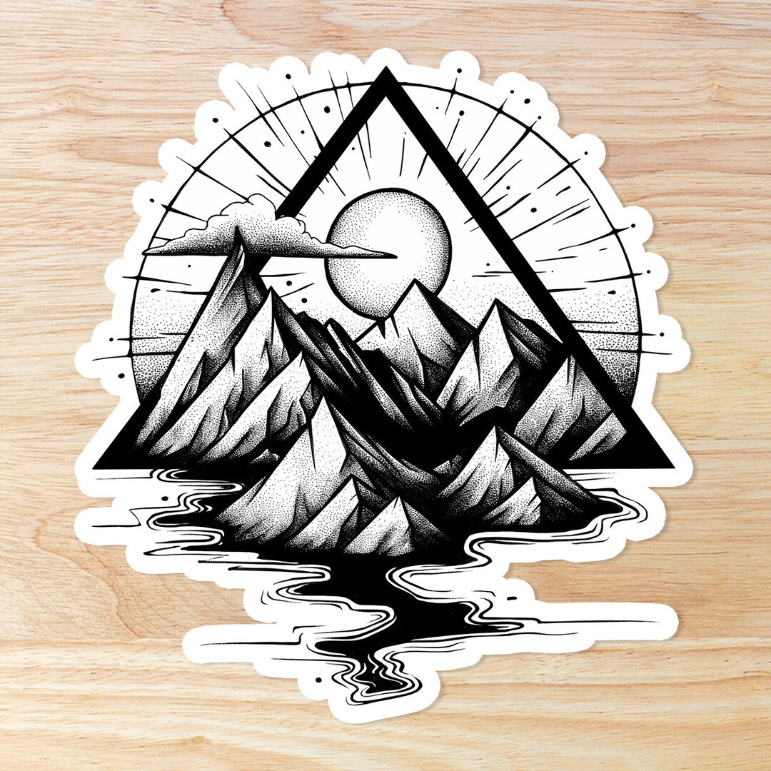 Mountains Sticker | BUY 3 GET 1 FREE | Tattoo Style Sticker Vinyl ...