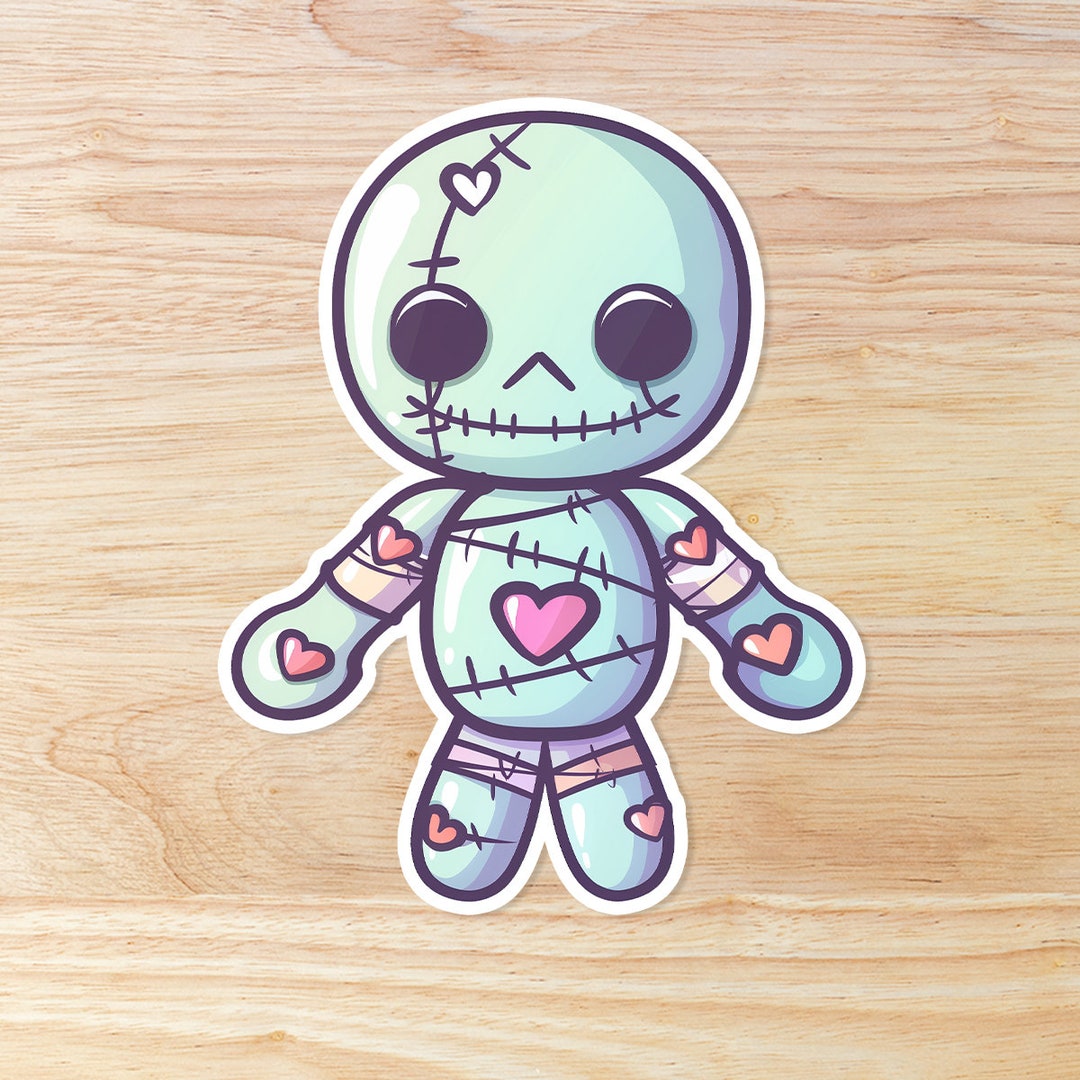 Pastel Voodoo Doll Sticker: Waterproof Tattoo Style Vinyl - Etsy