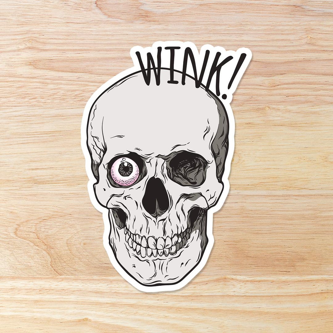 Winking Skull Sticker - Etsy