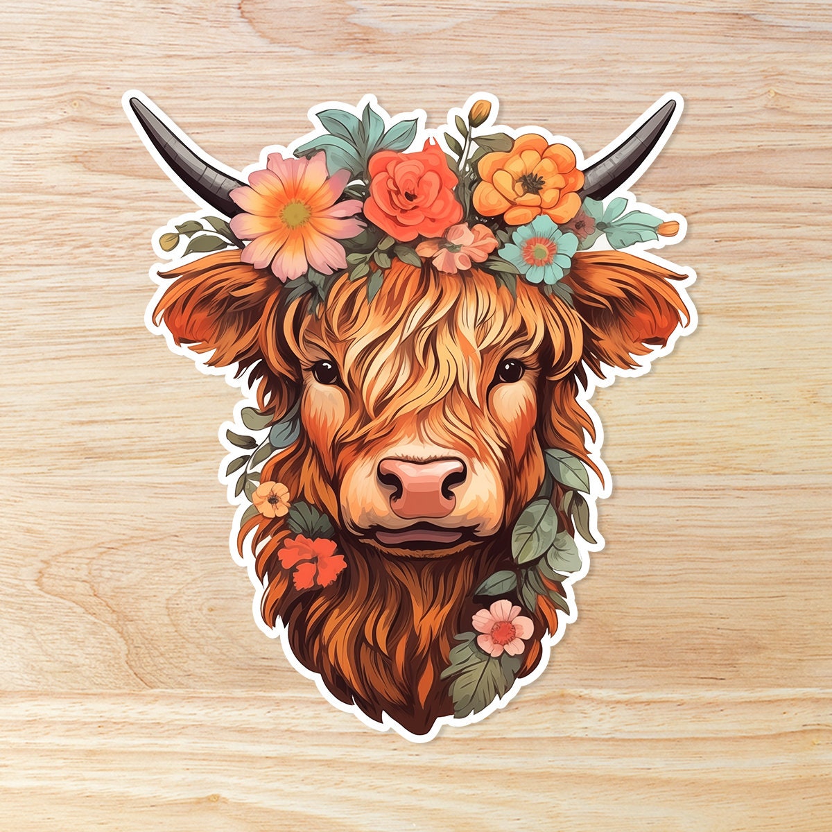 Cute Highland Cow Sticker BUY 3 GET 1 FREE Tattoo Style Sticker Vinyl ...