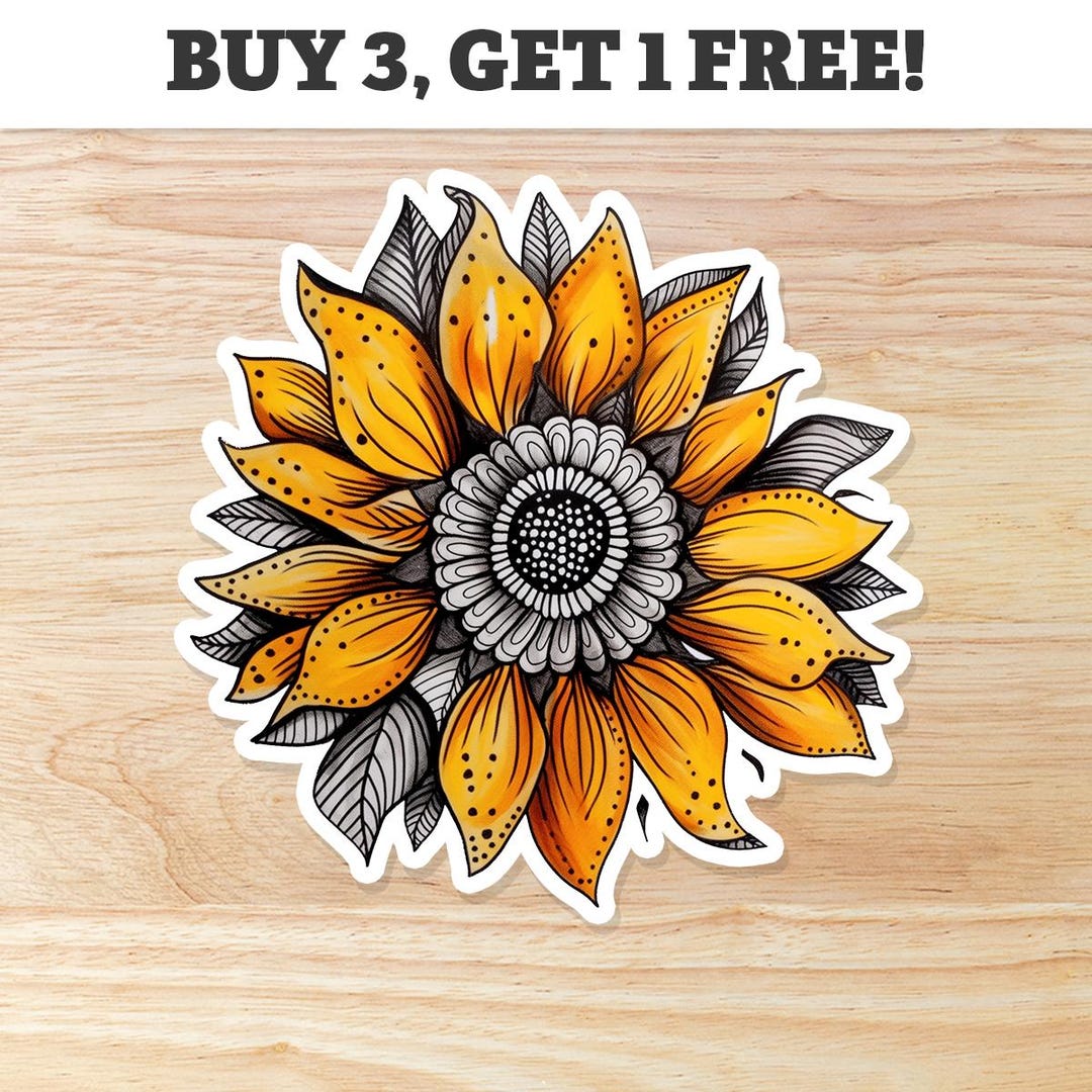 Zentangle Sunflower Sticker - Etsy