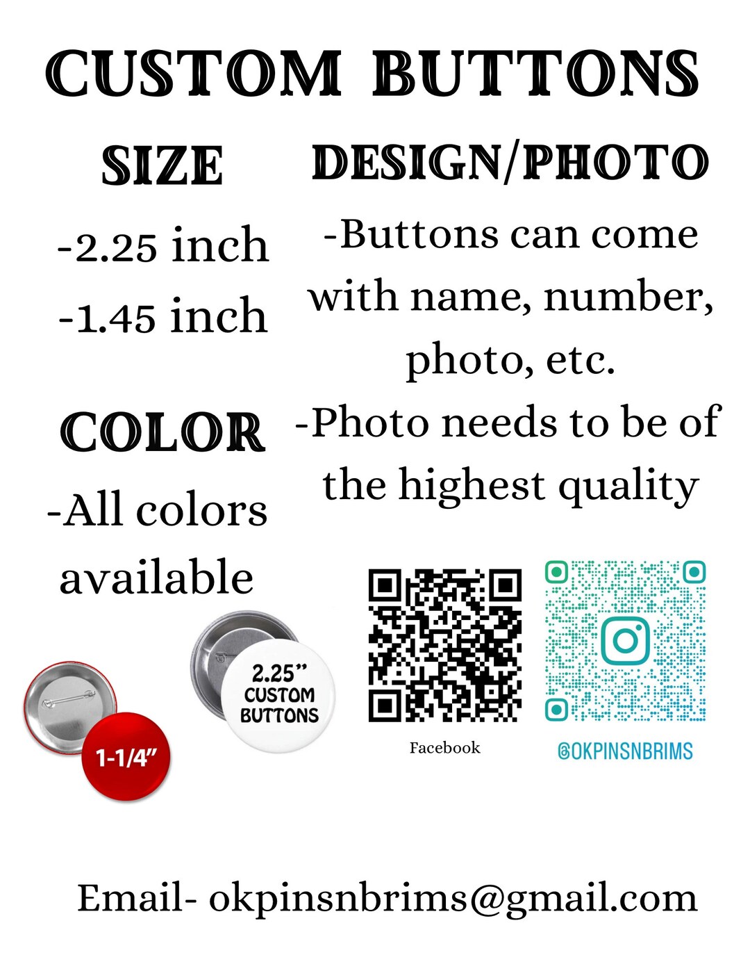 Custom Buttons - Etsy