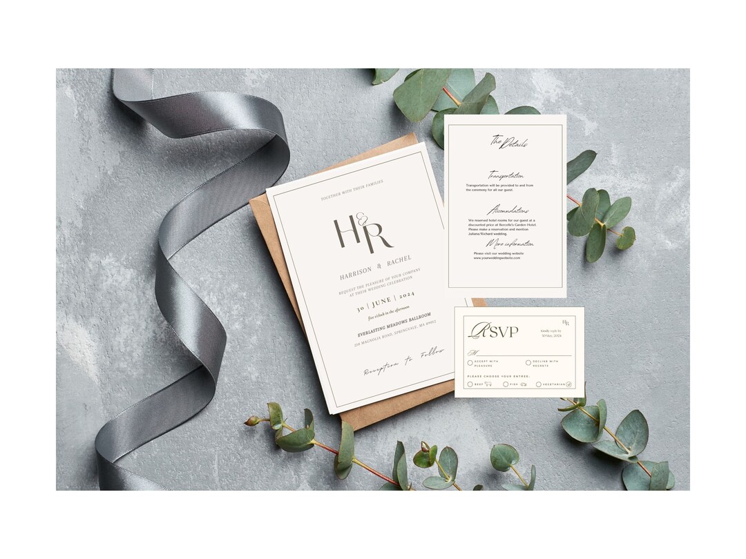 Simple Elegant Wedding Invitation Template | Modern Minimalist Wedding ...
