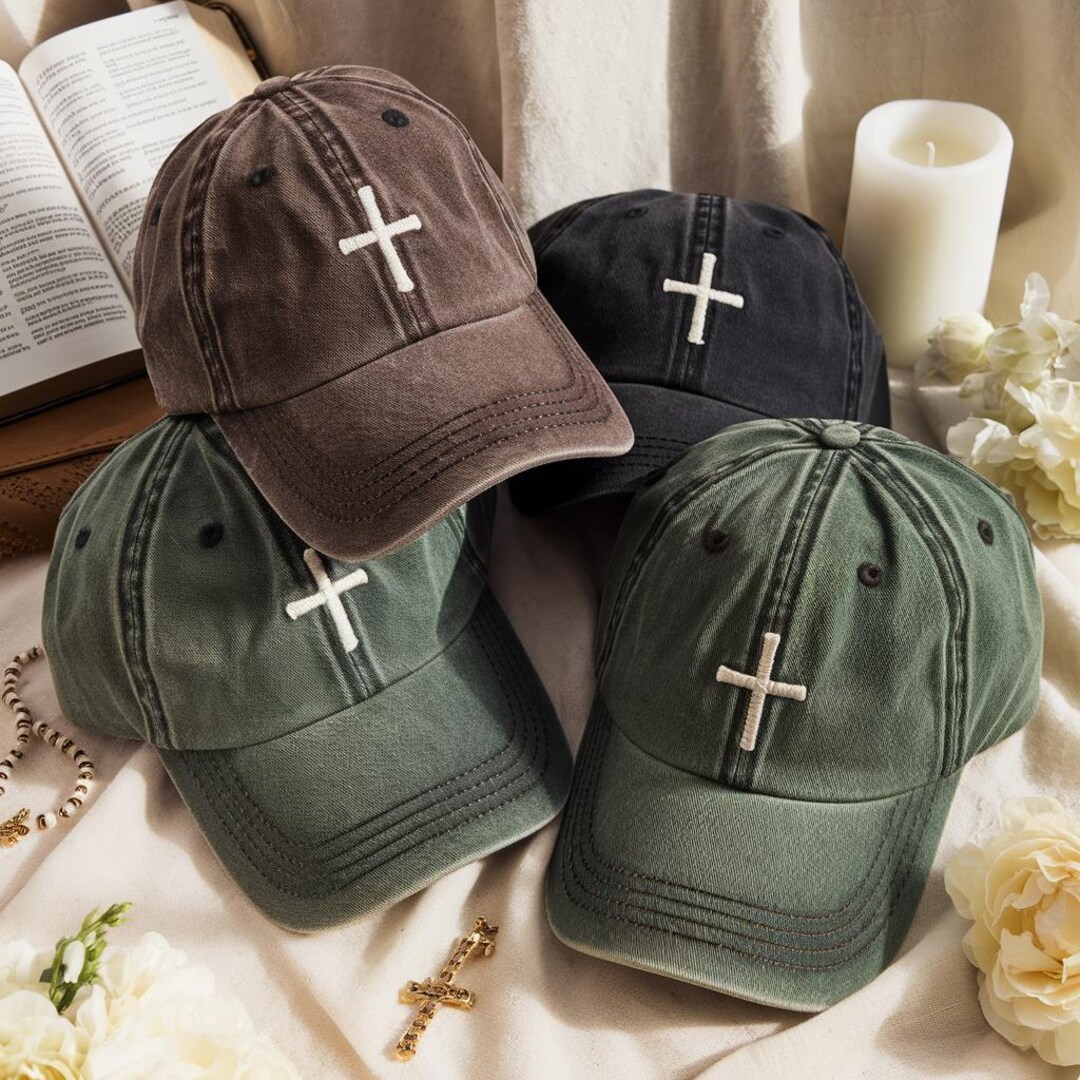 Embroidered Cross Christian Hat Religious Dad Cap Etsy