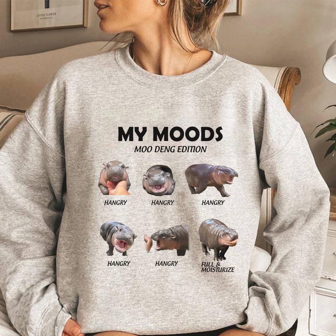 Moo Deng My Mood Shirt | Vintage 90s Graphic Tee, Cute Moo Deng Shirt ...
