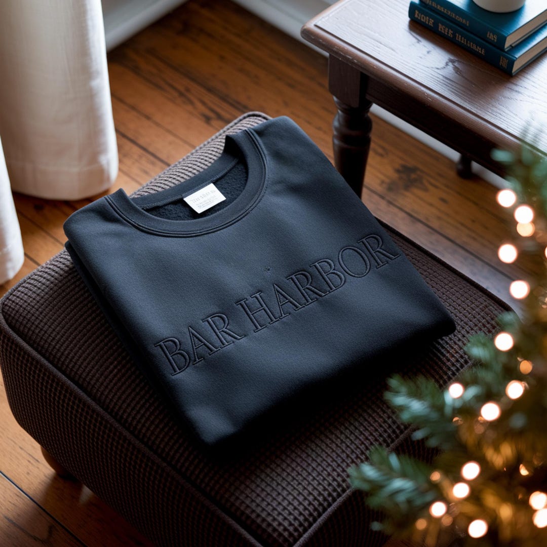 Embroidered Bar Harbor Sweatshirt, Maine Coastal Town Crewneck - Etsy