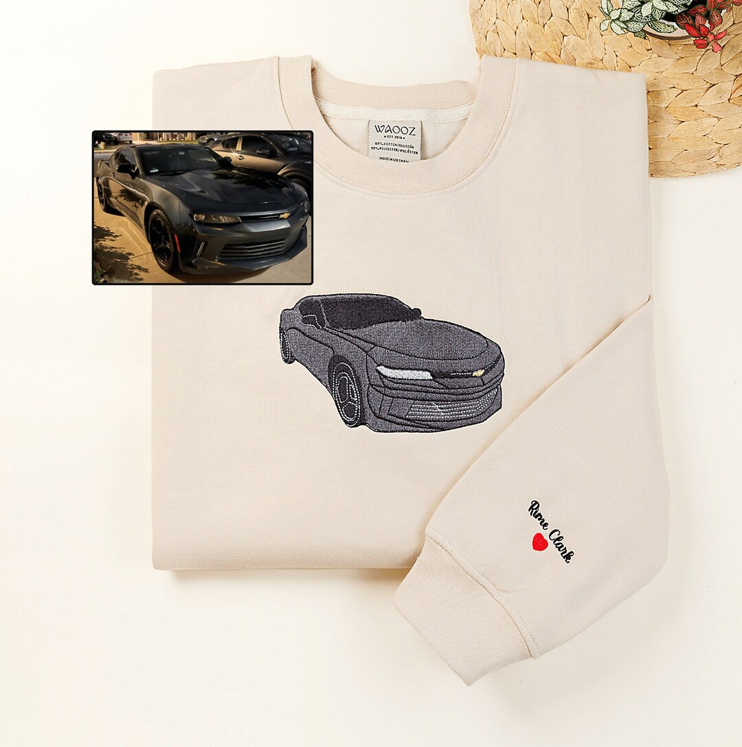 Custom Embroidered Car Outline Sweatshirt From Your Photo Embroidered ...