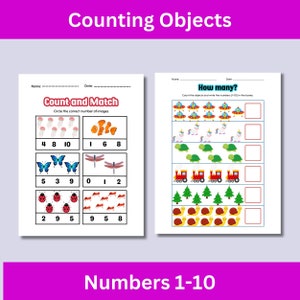 Counting Objects, Numbers 1-10 Practice,preschool, Kindergarten ...