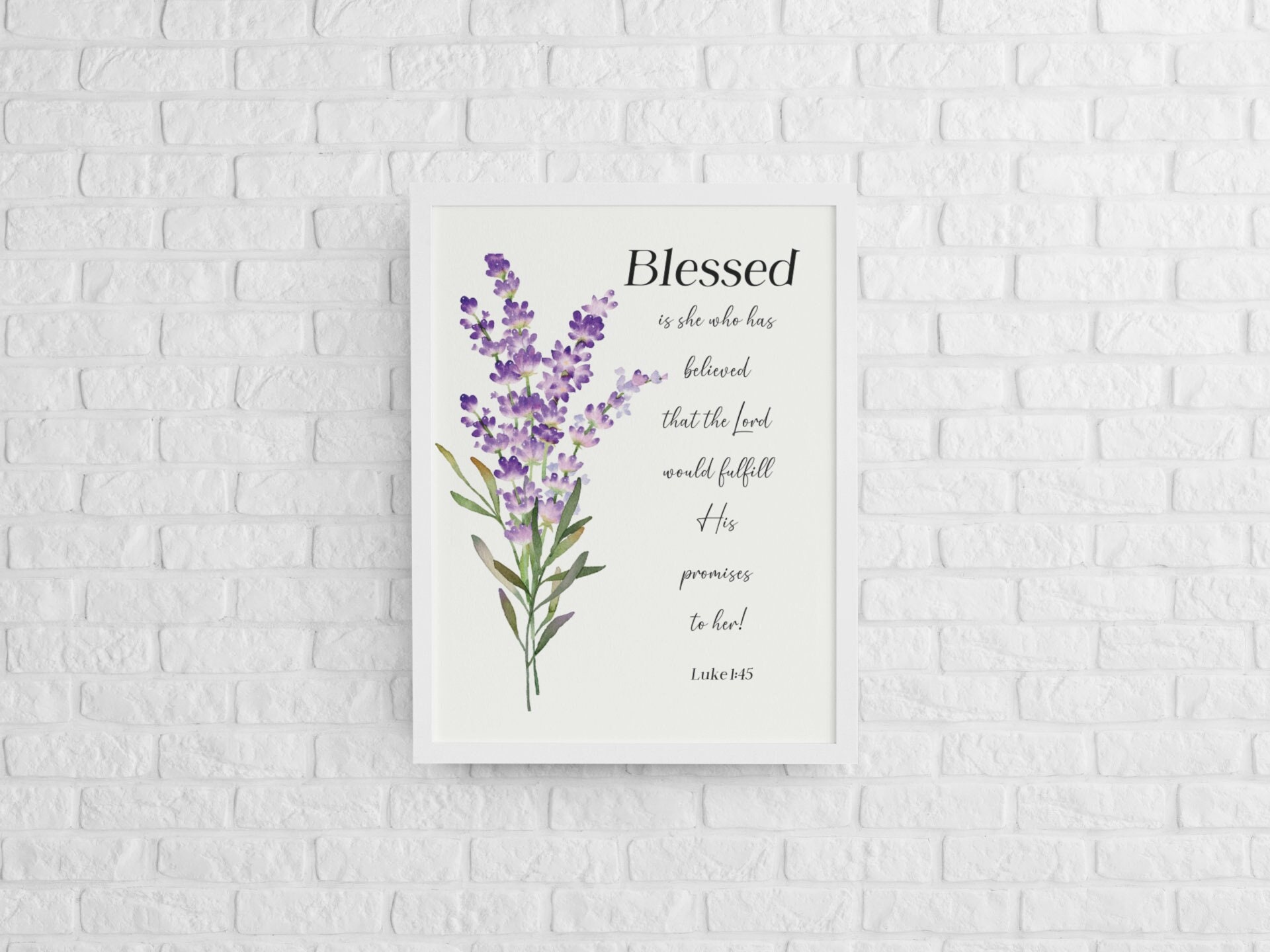 Luke 1:45 Lavender Watercolor Flower Print, Bible Verse Printable ...