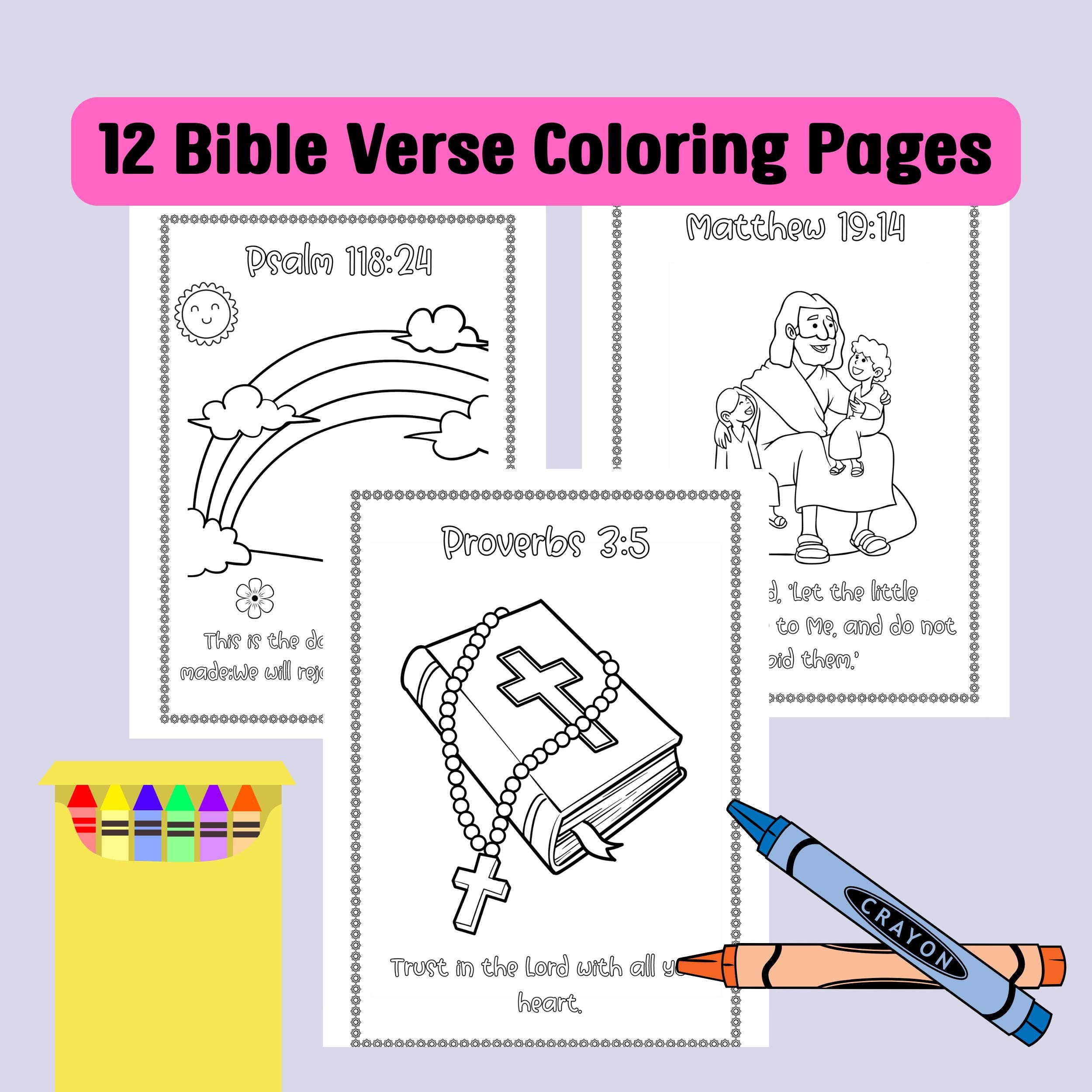 Bible Verse Coloring Pages: Sunday School Activity (PDF Pattern) - Etsy