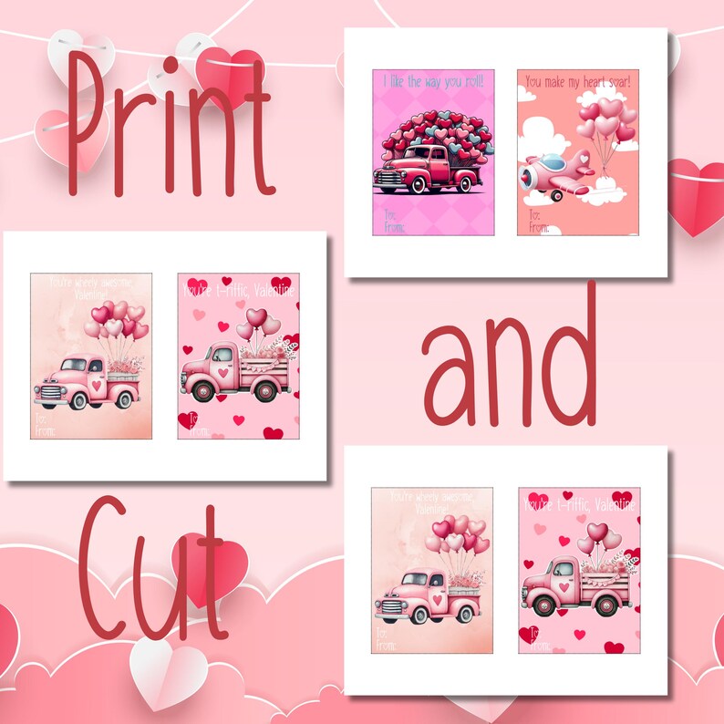 Printable Transportation Valentine's Day Cards, Kids Classroom ...