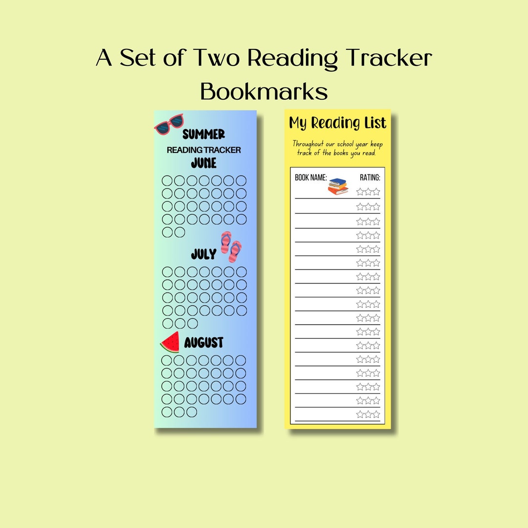 Set of 2 Reading Tracker Bookmarks, Summer and Year Round Reading ...