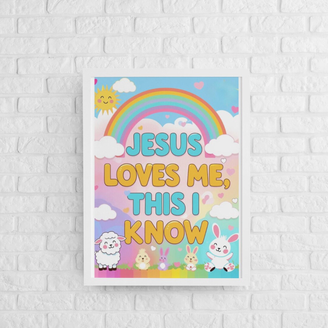 Jesus Loves Me Kids Wall Art: Pastel Nursery Decor (digital Download ...