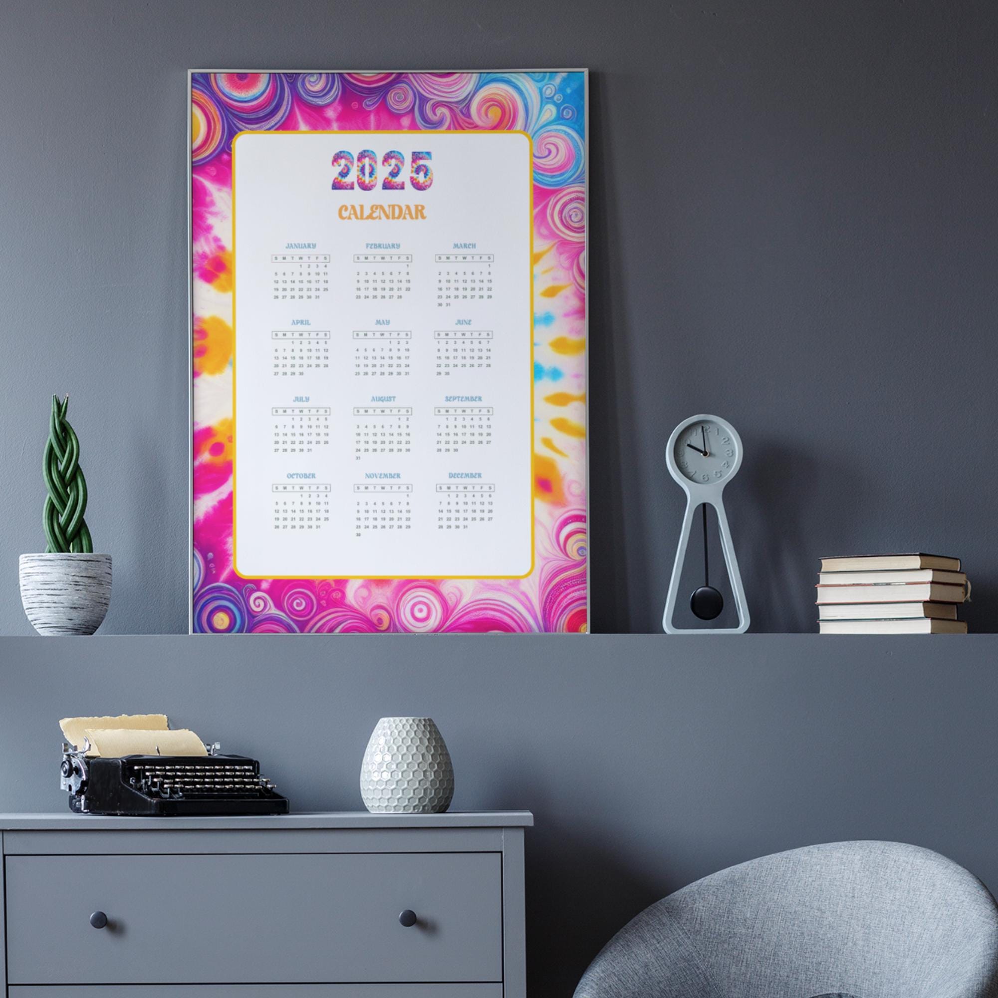 2025 Printable Calendar, Calendar at Glance, Wall Calendar, Desktop ...