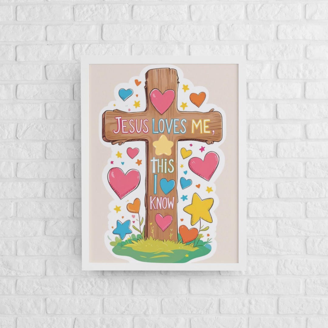 Jesus Loves Me Nursery Printable, Christian Wall Art With a Wooden ...