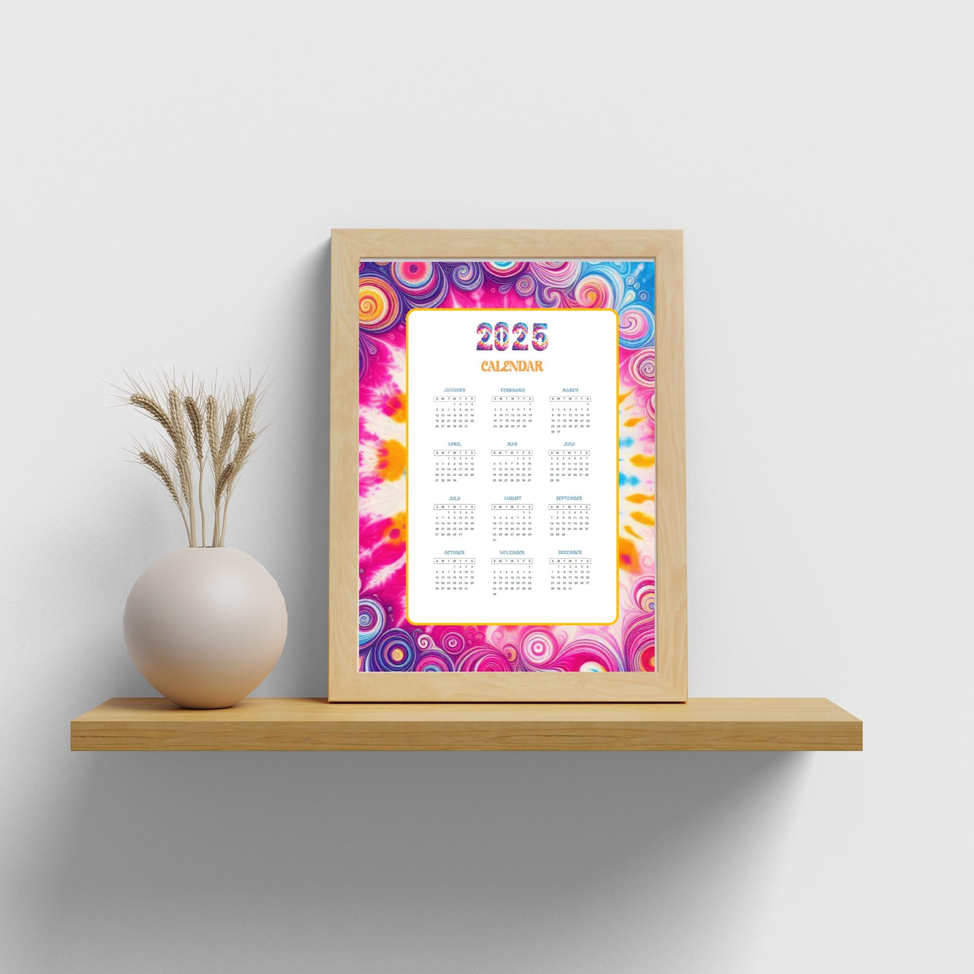 2025 Printable Calendar, Calendar at Glance, Wall Calendar, Desktop ...