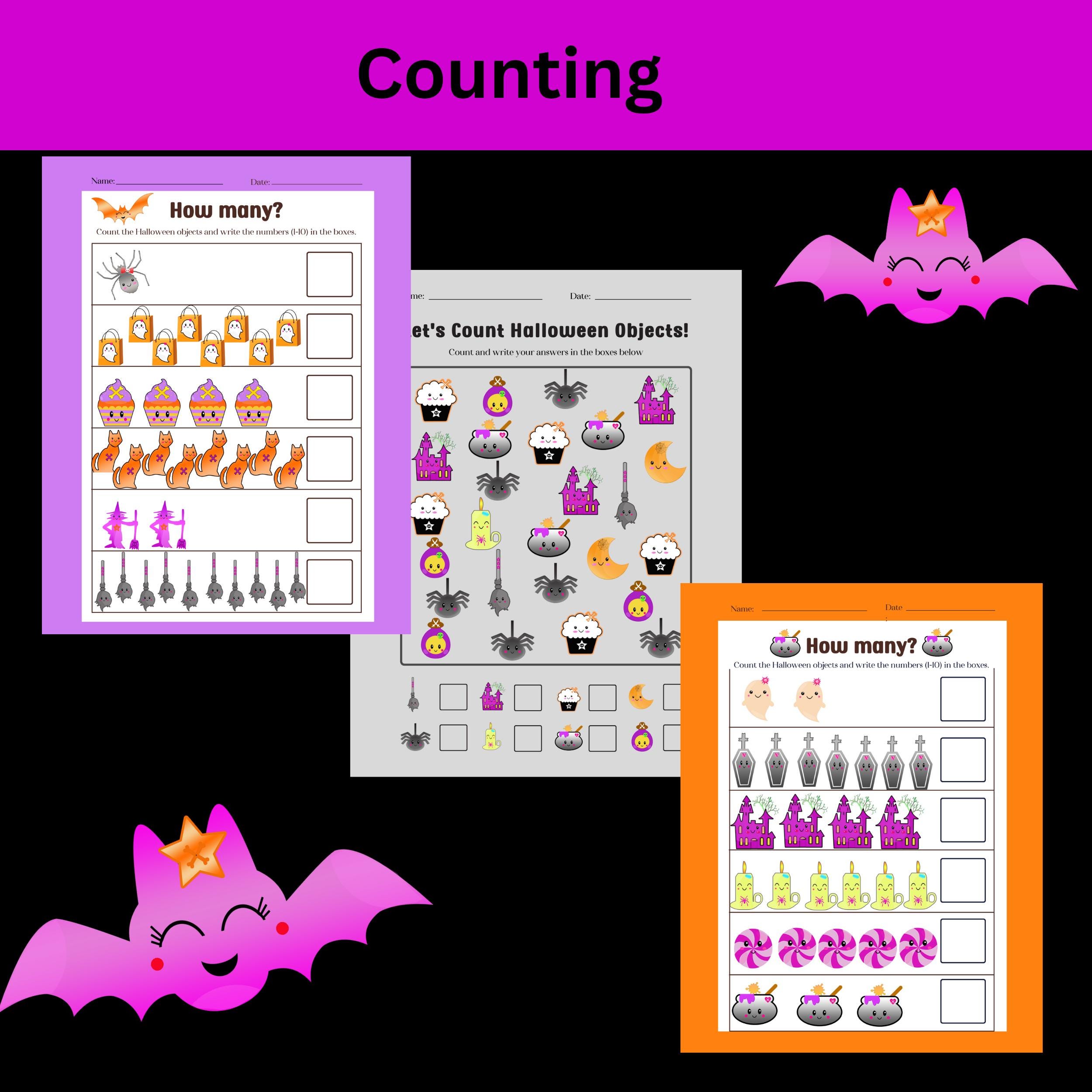 Halloween Math Practice Worksheets, Fun and Educational,12 Printable ...